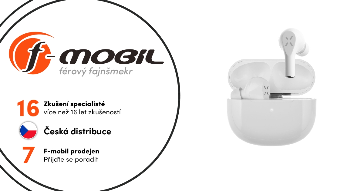 TWS sluchátka FIXED Boom Pods 2 s bezdrátovým nabíjením, bílá | F-mobil.cz
