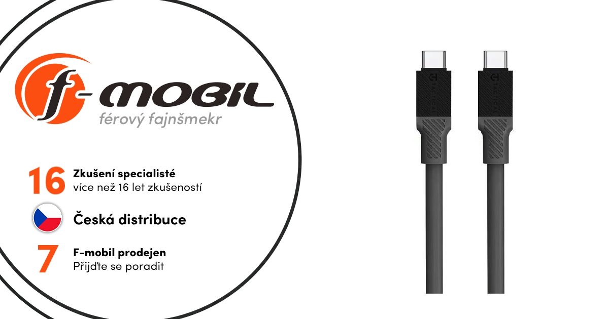 Kabel Tactical Fat Man Cable USB-C/USB-C, šedá | F-mobil.cz