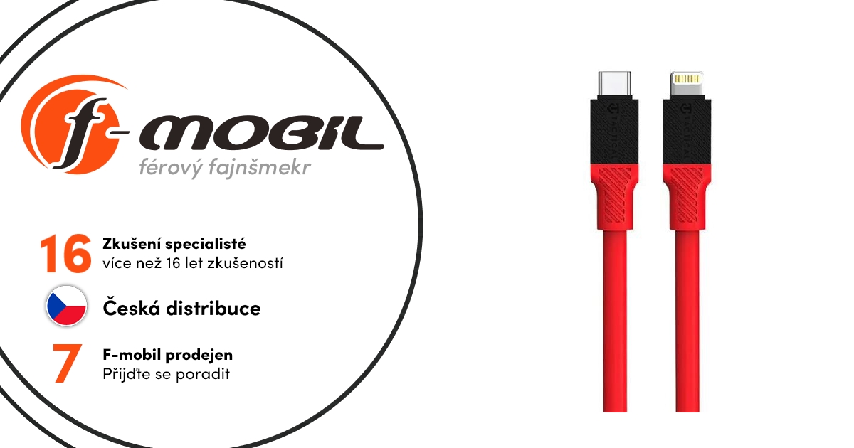 Kabel Tactical Fat Man Cable USB-C/Lightning, červená | F-mobil.cz