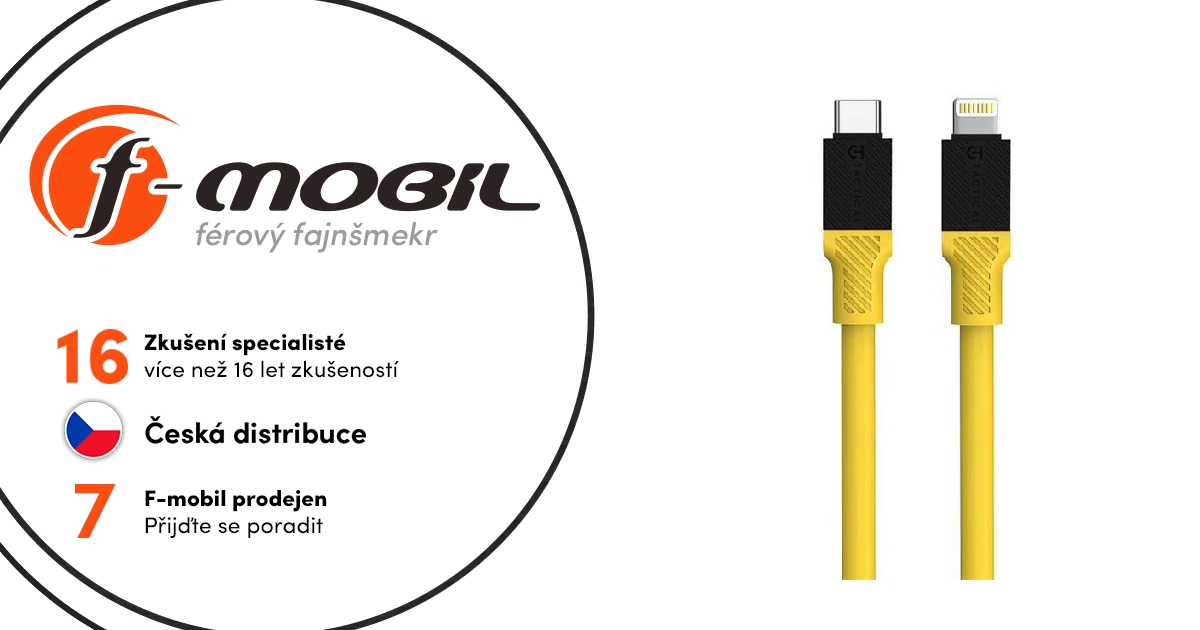 Kabel Tactical Fat Man Cable USB-C/Lightning 1m, žlutá | F-mobil.cz