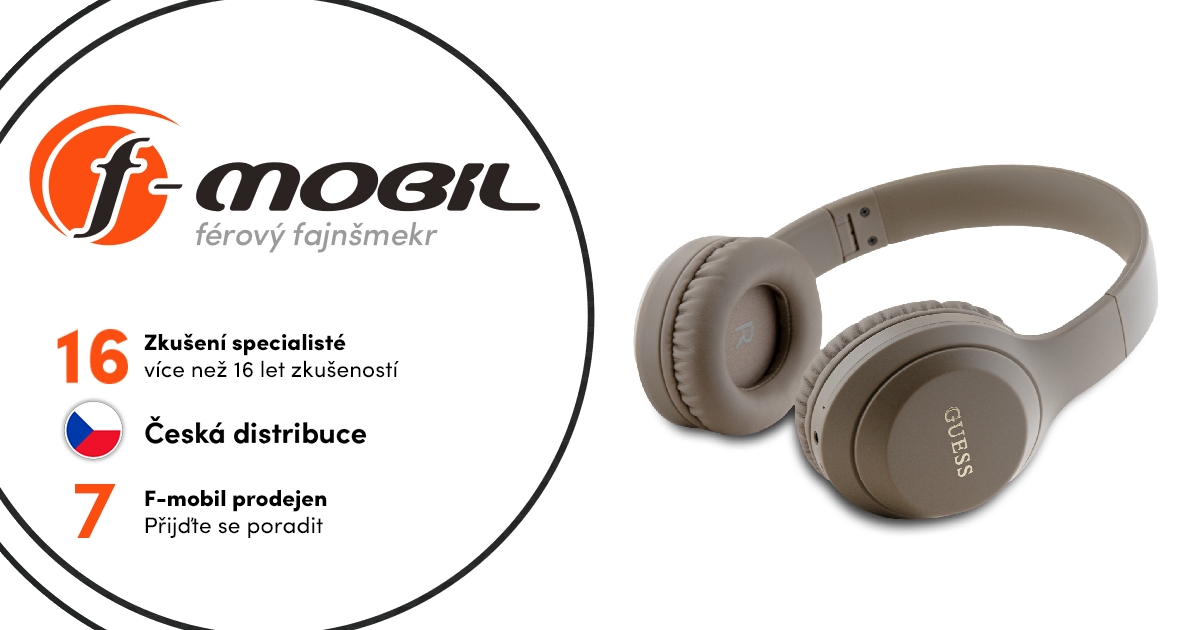 Sluchátka Guess Classic Silver Logo Bluetooth Stereo Headphone, hnědá ...