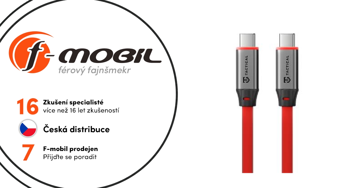 Kabel Tactical Fat Man 2.0 Cable USB-C/USB-C 1m, červená | F-mobil.cz