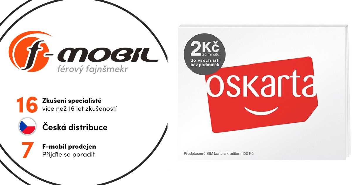 OSKARTA předplacená SIM karta s kreditem 100 Kč | F-mobil.cz