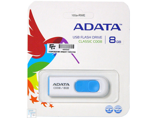 Flash disk ADATA C008 8GB, USB 2.0, bílý | F-mobil.cz